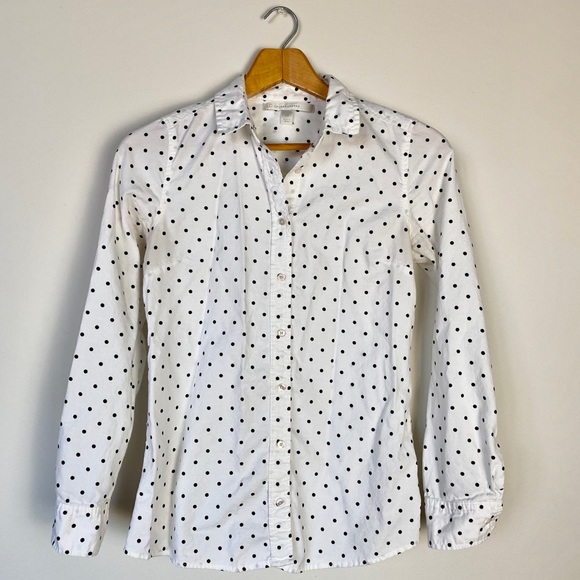 LC Lauren Conrad | Tops | Lauren Conrad Black White Polka Dot Button Down | Poshmark